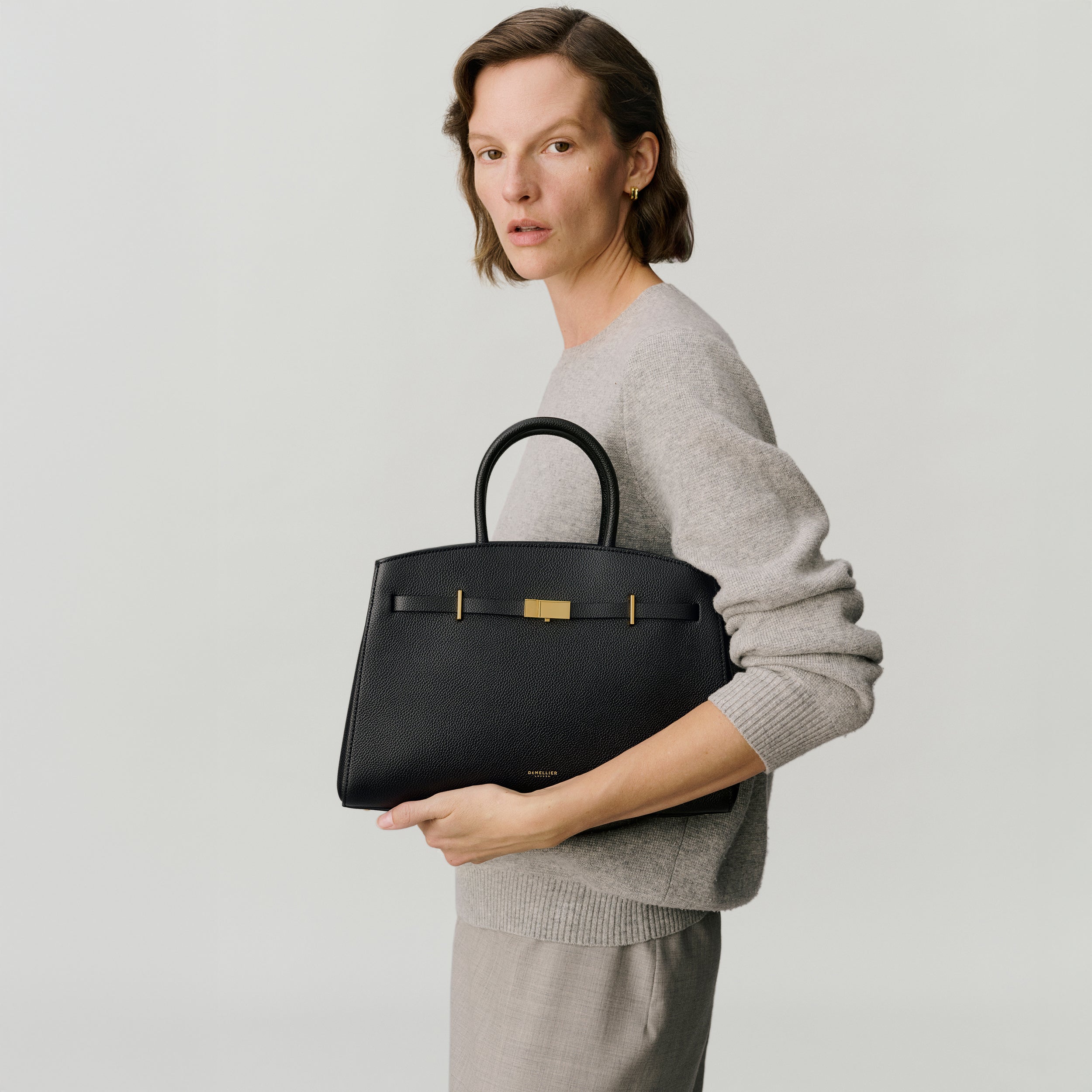 DEMELLIER DeMellier Midi Hudson Satchel with Gold-Plated Lock